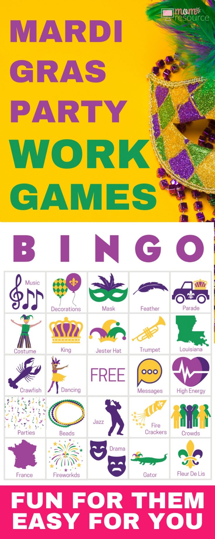 Mardi Gras Party Games - Fun Printable Game For Up To 200