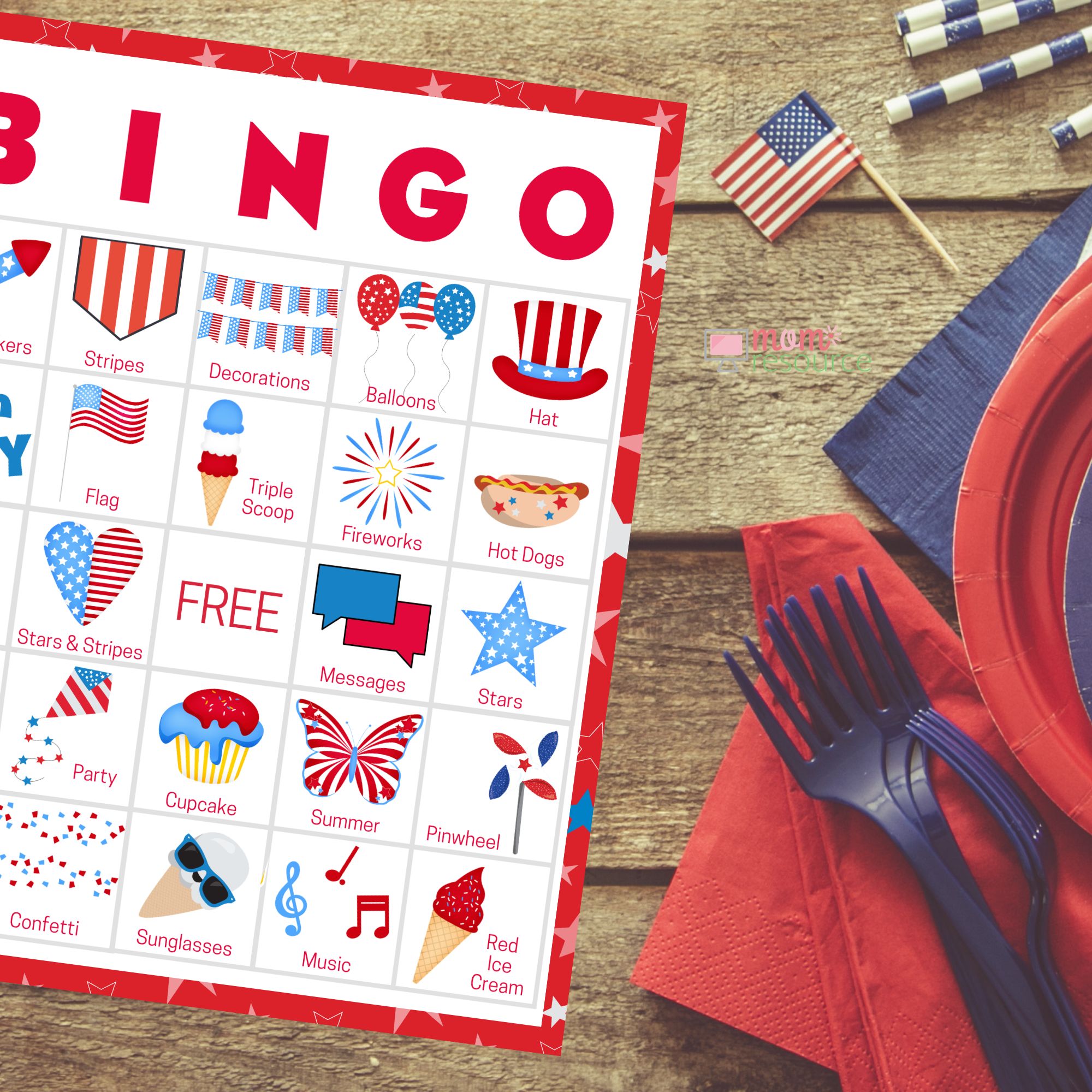 July 4th Bingo - Modern Printable Games Fun For All Ages