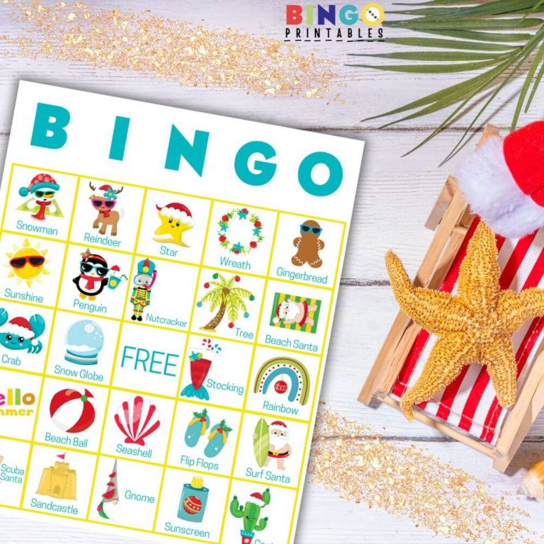 Christmas in July Party Game - 200 Printable Bingo Cards