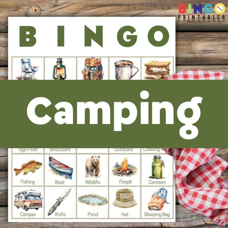 camping bingo printables games - Mom Resource