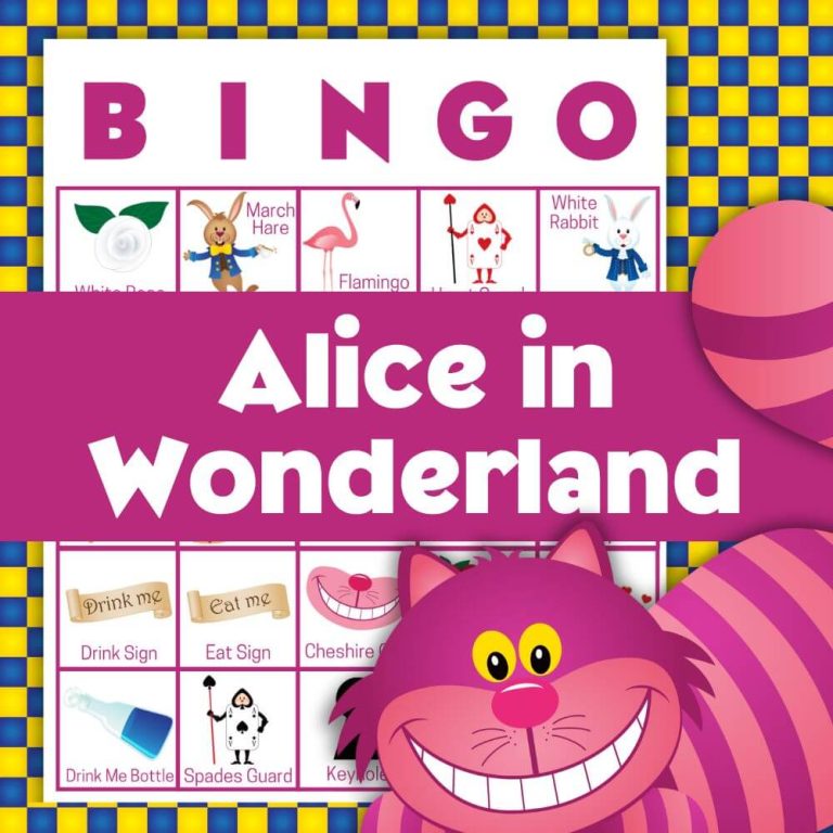 Alice in Wonderland Bingo For Large Groups - 100 Game Cards